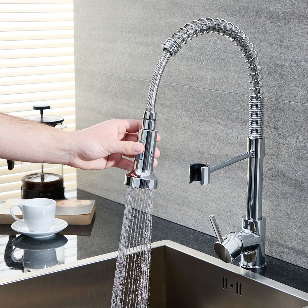 Milano Mirage - Modern Kitchen Mixer Tap with Pull Down Spray - Chrome