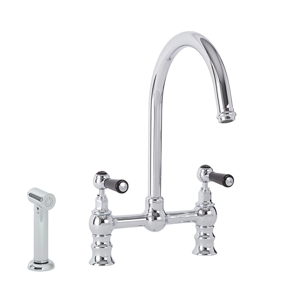 Milano Elizabeth - Traditional Bridge Kitchen Mixer Tap with Pull-Out ...