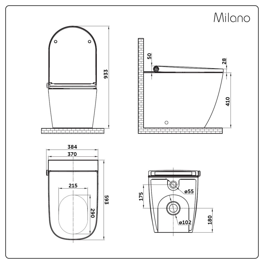 Milano Lurus - Modern Luxus Japanese Bidet Toilet and Basin Combination ...