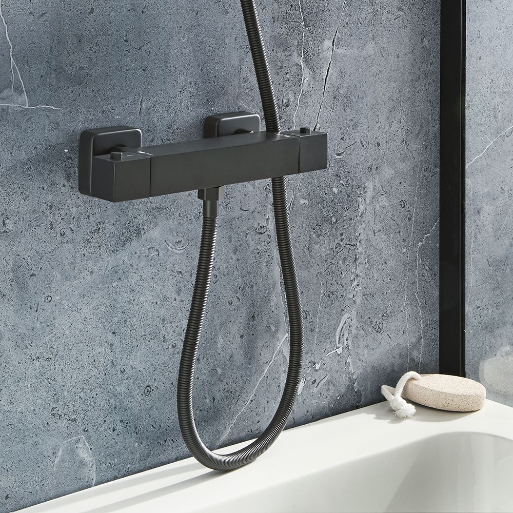 Milano Rune - Modern Square Thermostatic Bar Shower Valve - Choice of ...