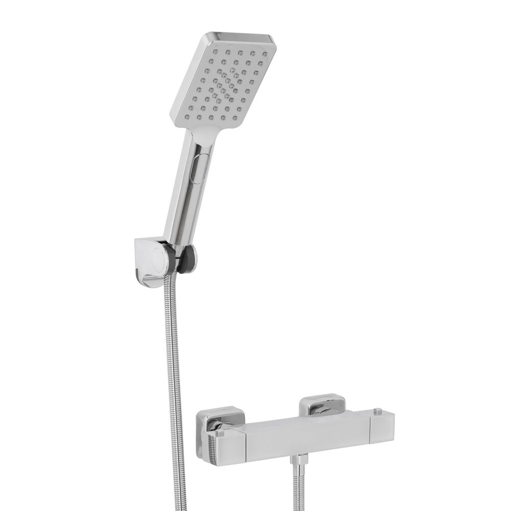 Milano Rune - Modern Square Thermostatic Bar Shower Valve with Hand ...