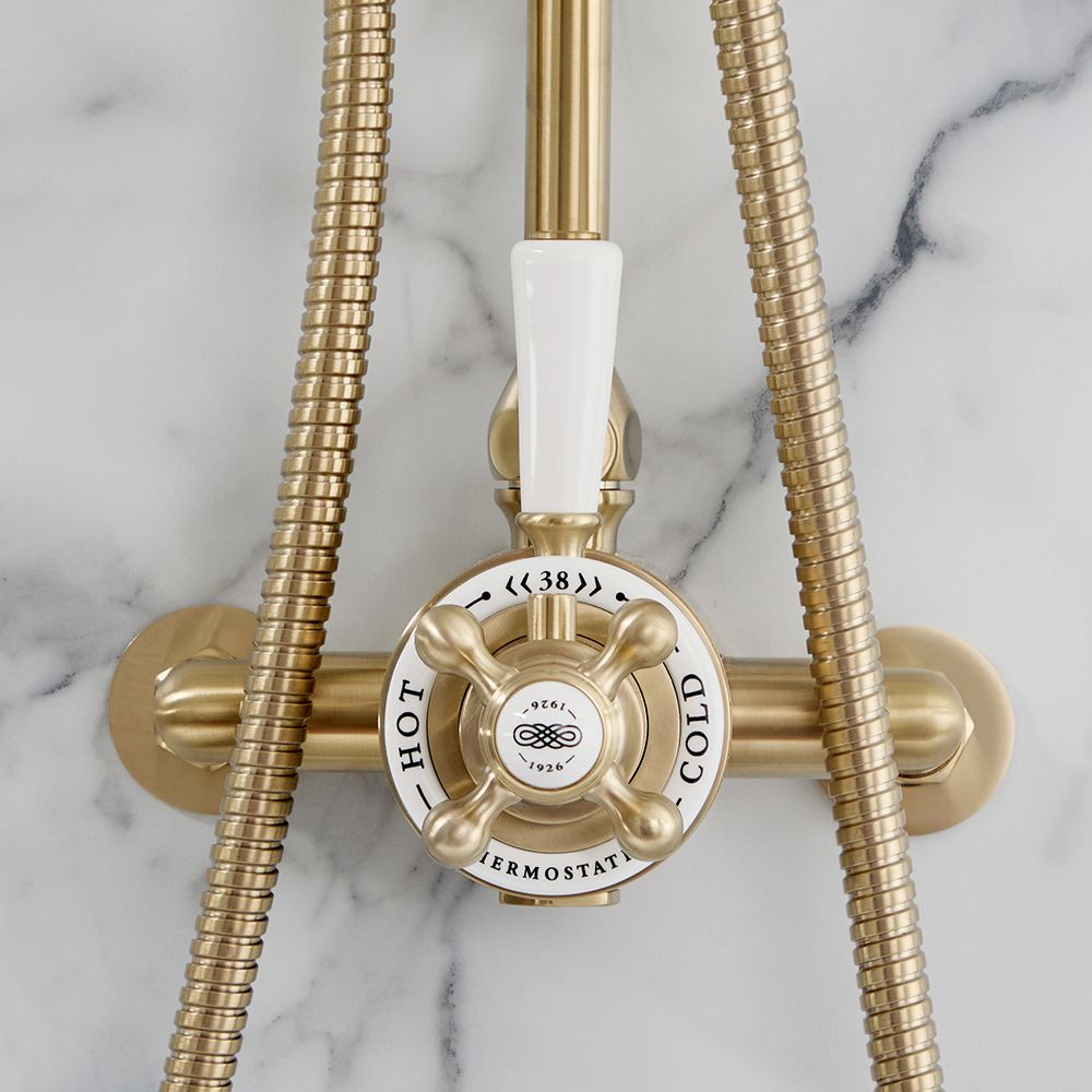 Milano Elizabeth - Brushed Brass Traditional Dual Exposed Thermostatic ...