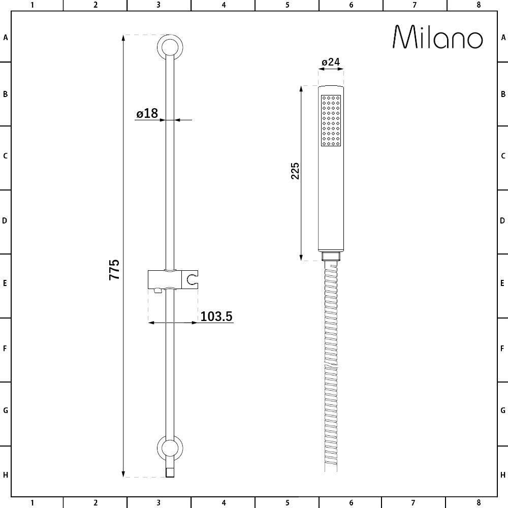 Milano Mirage - Modern Riser Rail Kit with Hand Shower and Integrated ...
