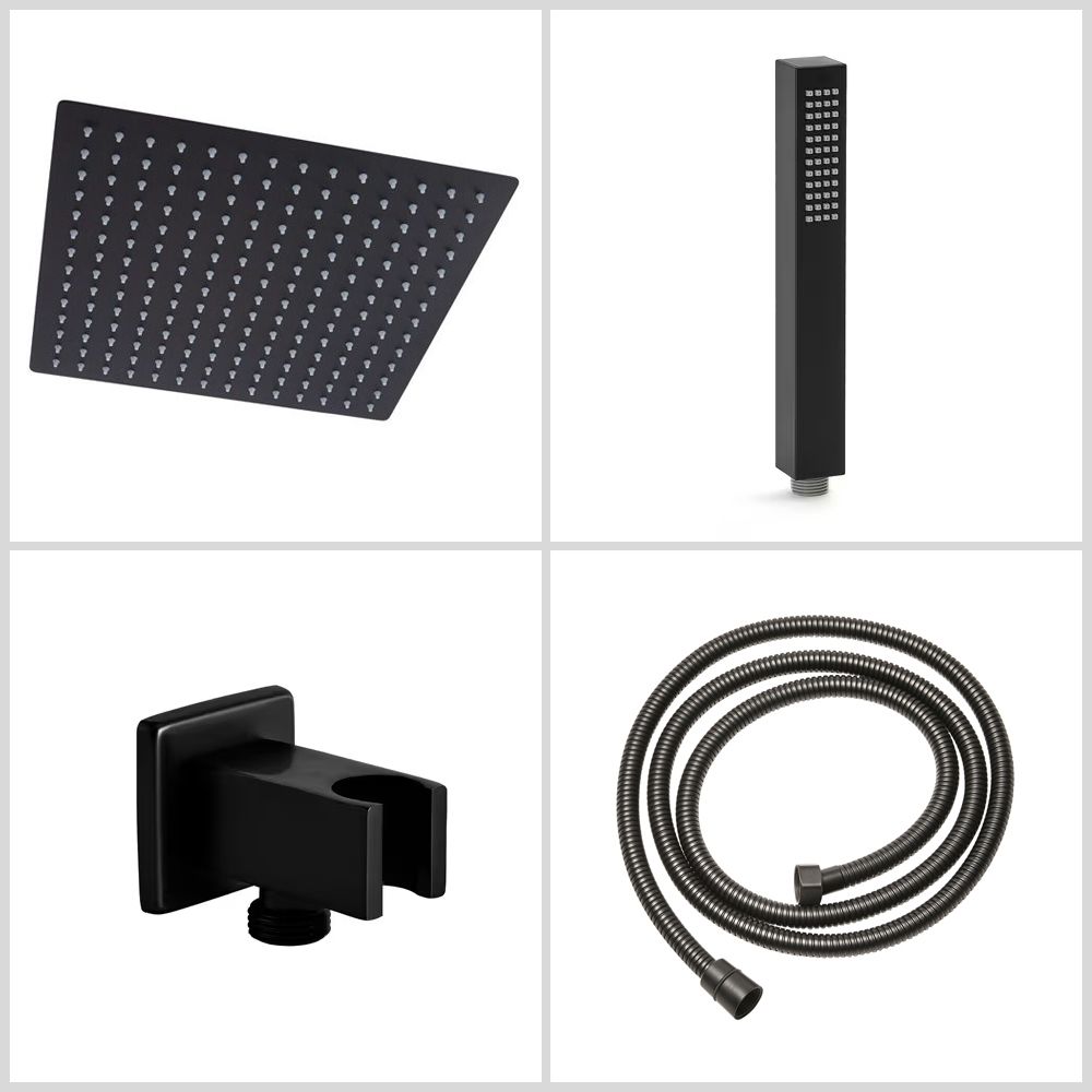 Milano Preto - Black Thermostatic Shower with Recessed Shower Head and ...
