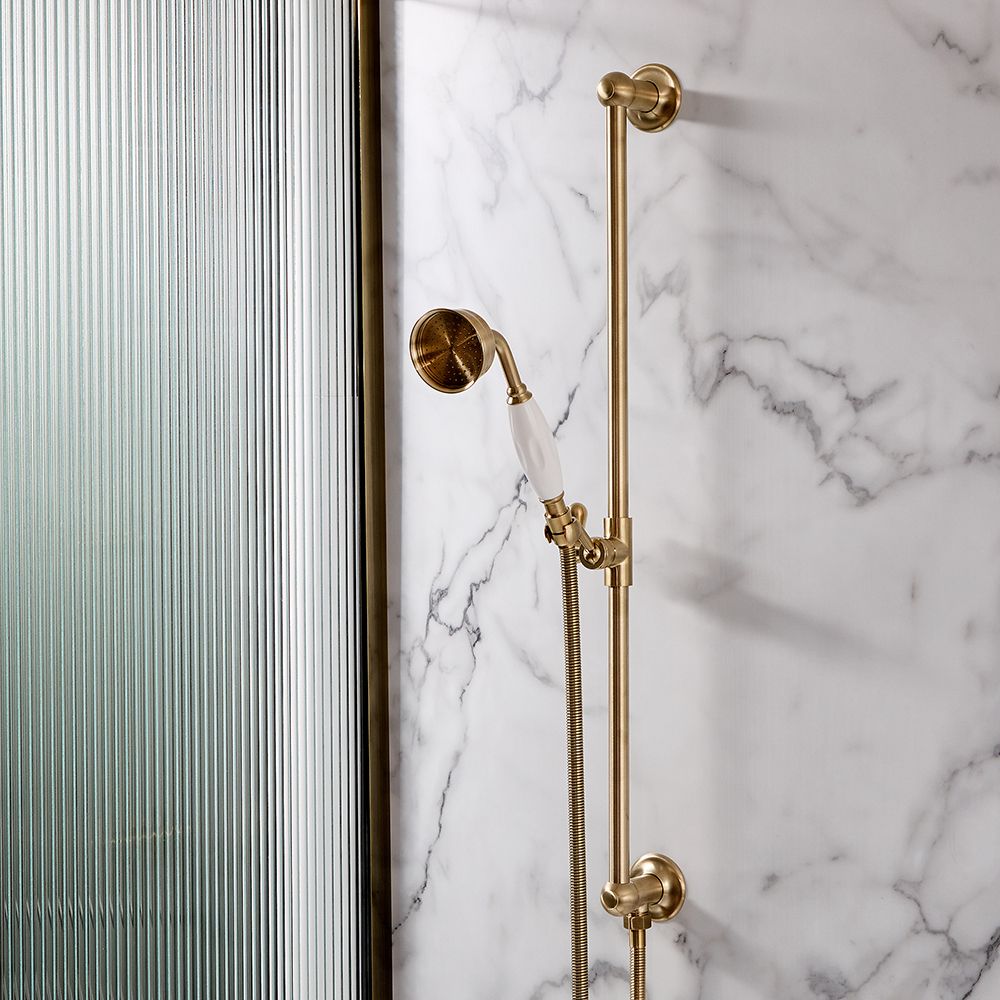 Milano Elizabeth - Brushed Brass Traditional Thermostatic Shower with ...