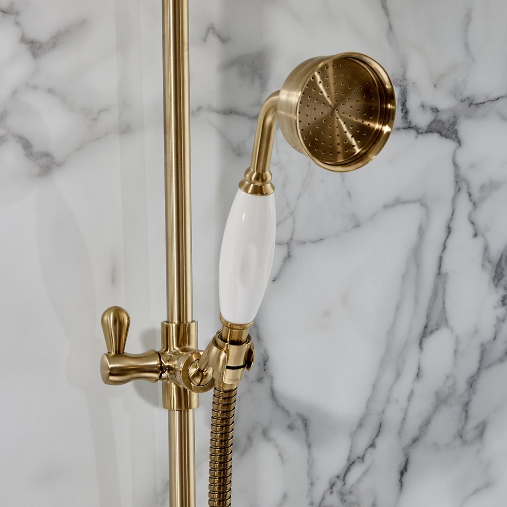 Milano Elizabeth - Brushed Brass Traditional Twin Exposed Thermostatic ...
