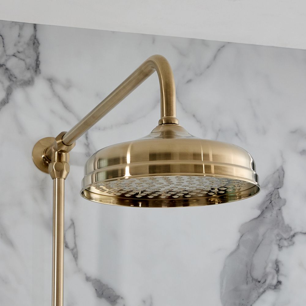 Milano Elizabeth - Brushed Brass Traditional Twin Exposed Thermostatic ...
