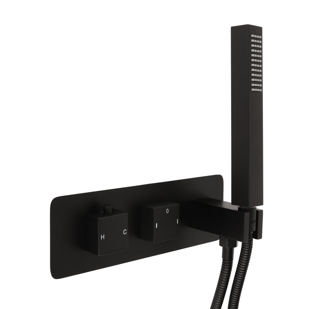 Milano Preto - Thermostatic Shower with Diverter and Hand Shower - Black