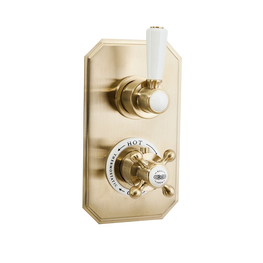Milano Elizabeth - Brushed Brass Traditional Thermostatic Shower with ...