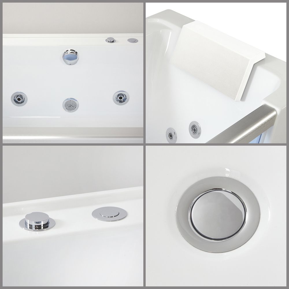 Milano Breeze - Whirlpool Double Ended Spa Bath - 1700mm x 800mm - Chrome