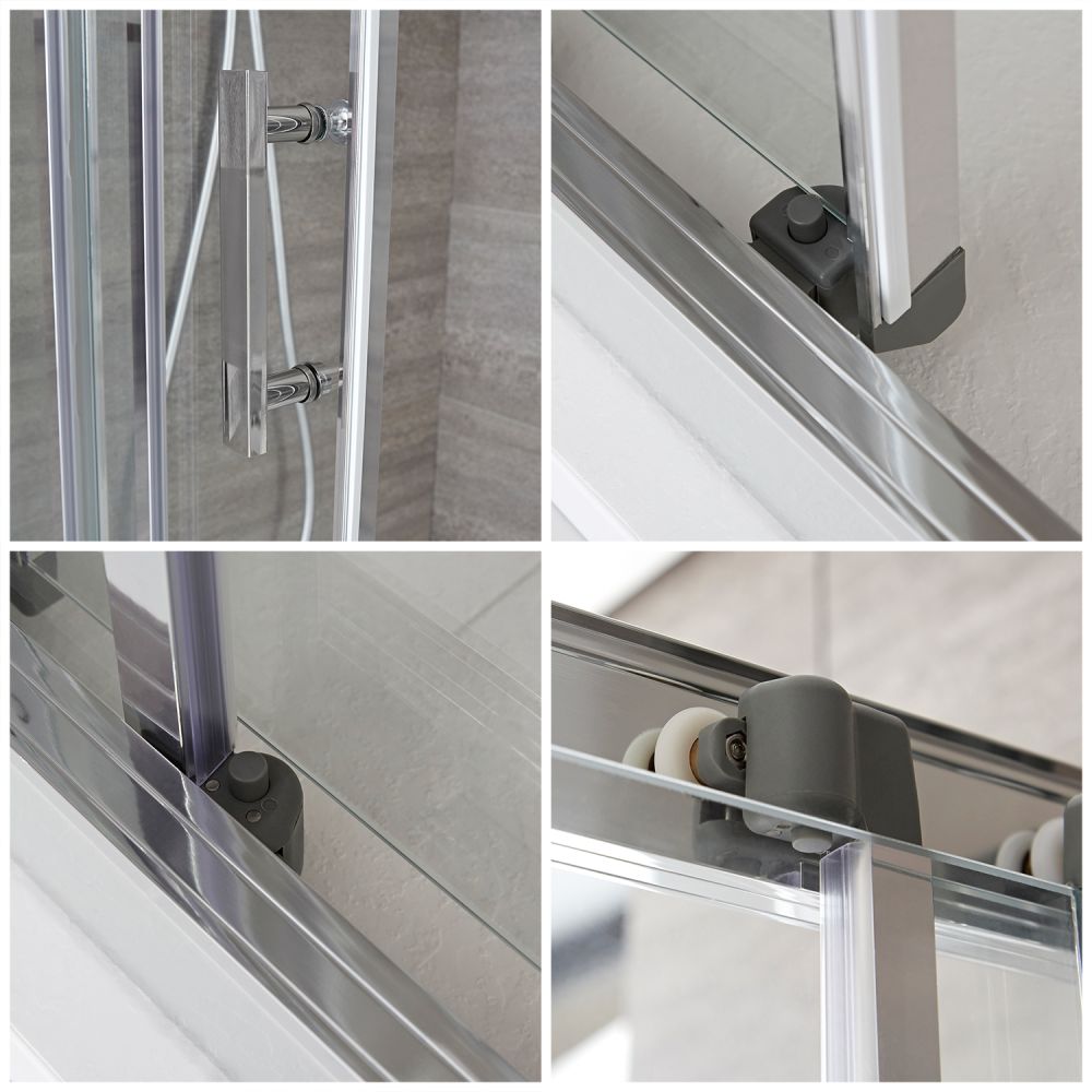 Milano Portland Corner Sliding Door Shower Enclosure With Slate Tray