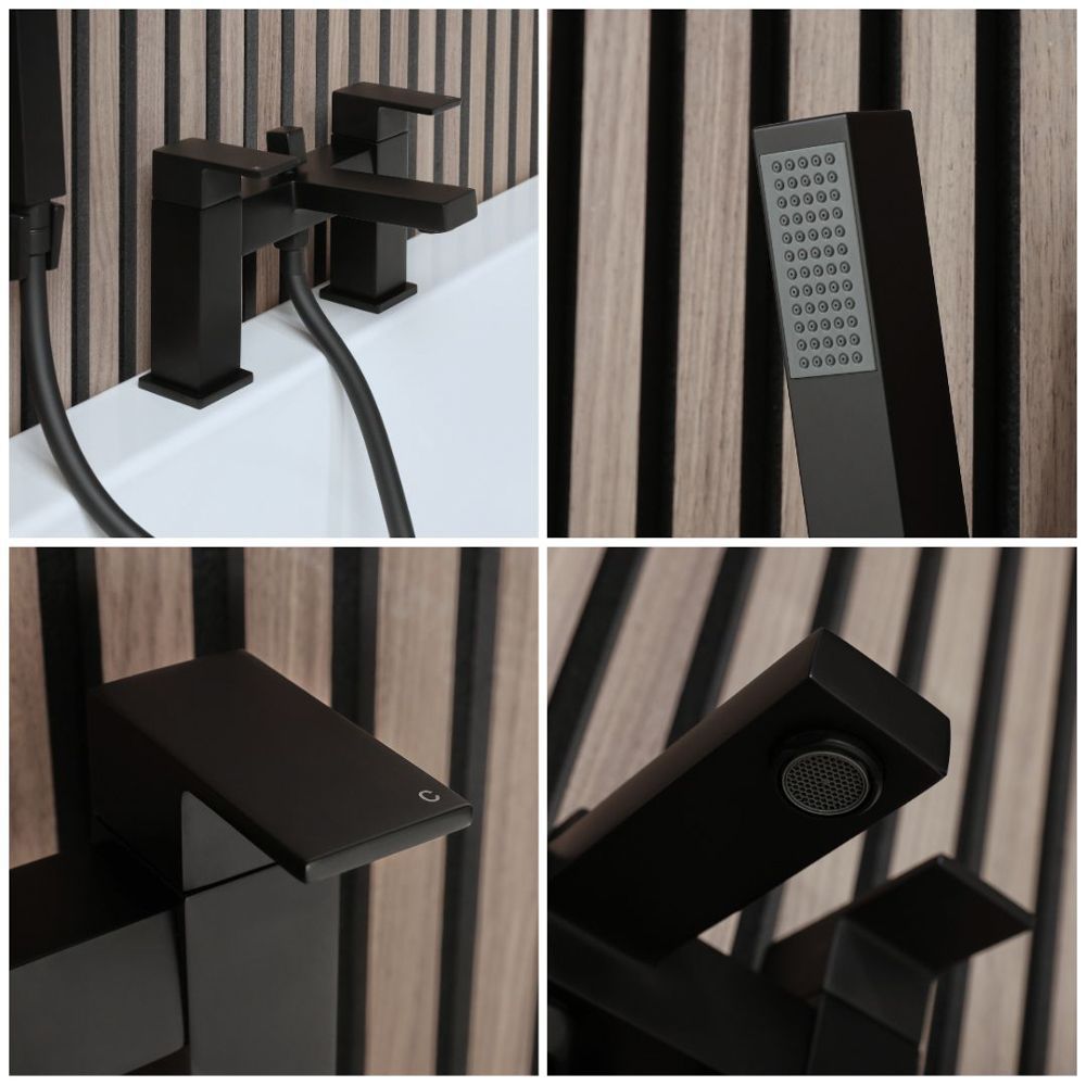 Milano - Modern Square Basin Mixer and Bath Shower Mixer Tap Set ...