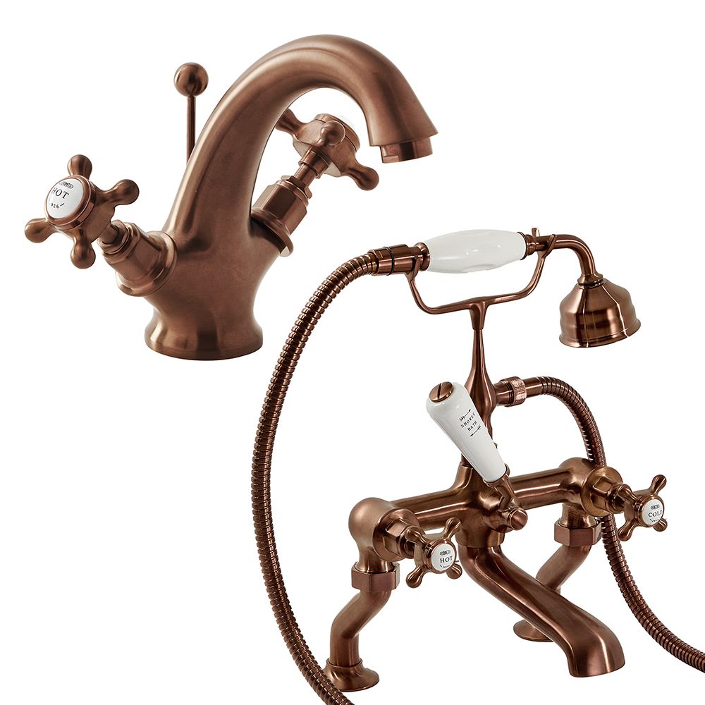 Milano Elizabeth - Traditional Crosshead Basin Mixer and Bath Shower ...