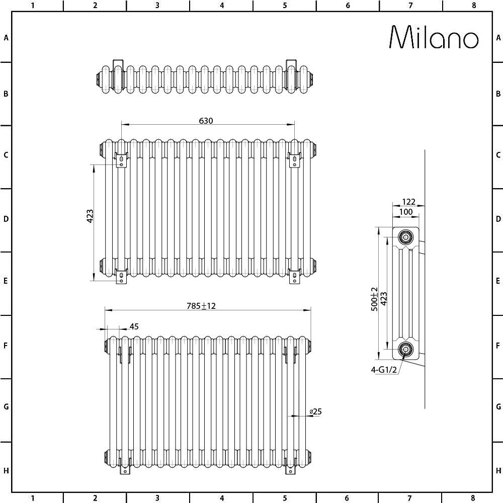 Milano Windsor - Lacquered Raw Metal Horizontal Traditional Column ...