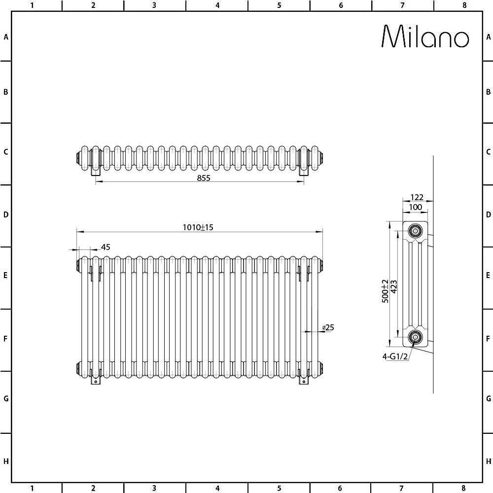 Milano Windsor - Lacquered Raw Metal Horizontal Traditional Column ...