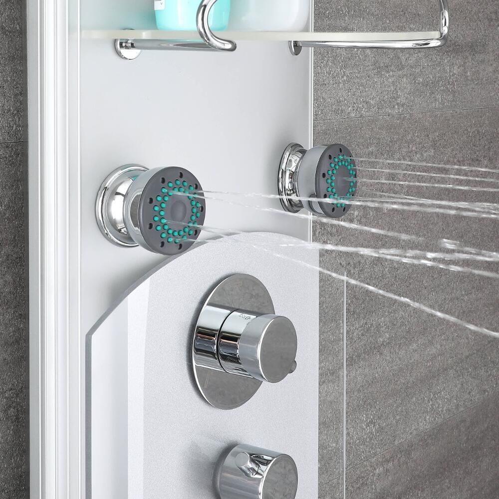 Milano Baya - Modern Exposed Thermostatic Aluminium Shower Tower Panel ...