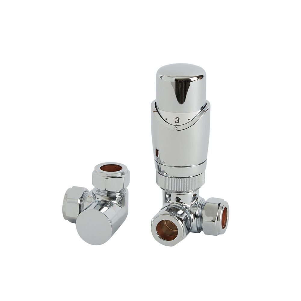 Milano - Thermostatic Corner Radiator Valve and Lockshield - Choice of ...