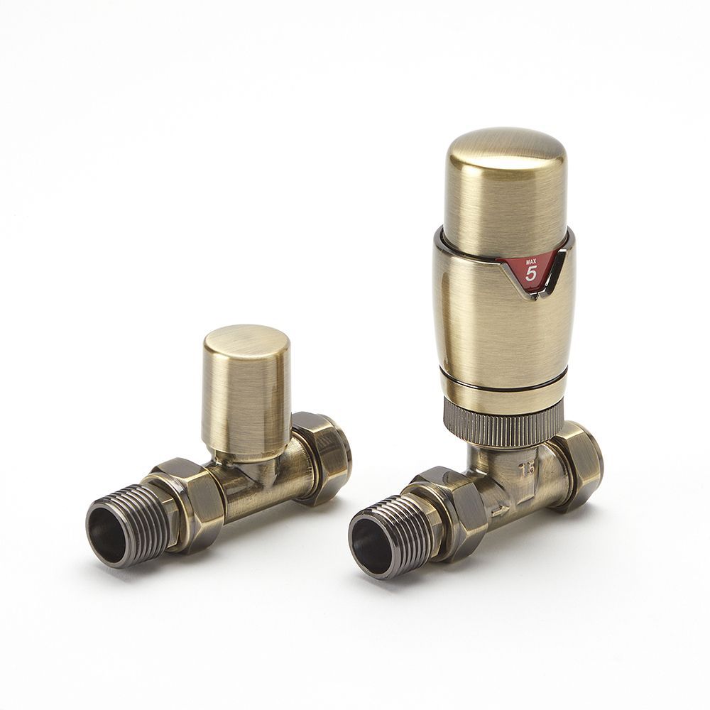 Milano - Modern Thermostatic Straight Radiator Valve and Pipe Set ...