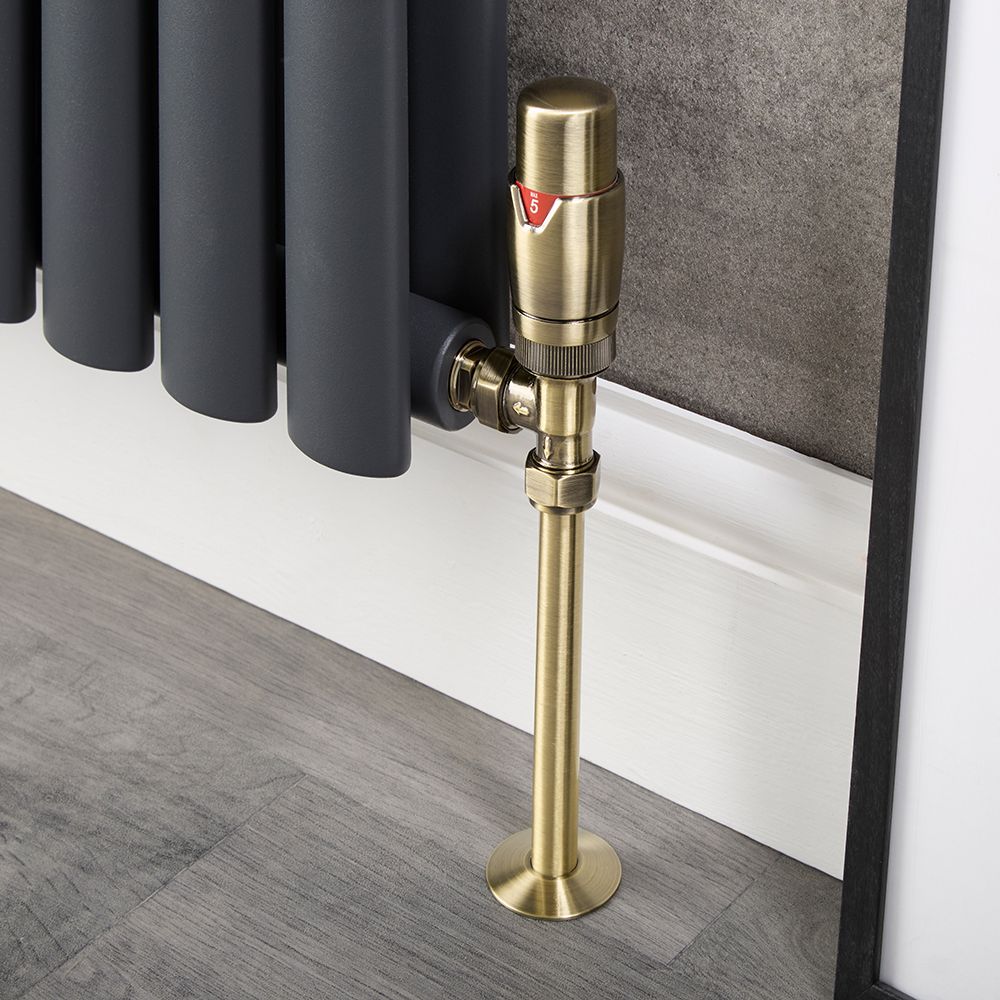 Milano - Modern Thermostatic Angled Radiator Valve and Pipe Set ...