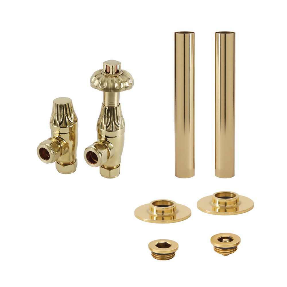 Milano Windsor - Antique Style Thermostatic Angled Radiator Valve and ...