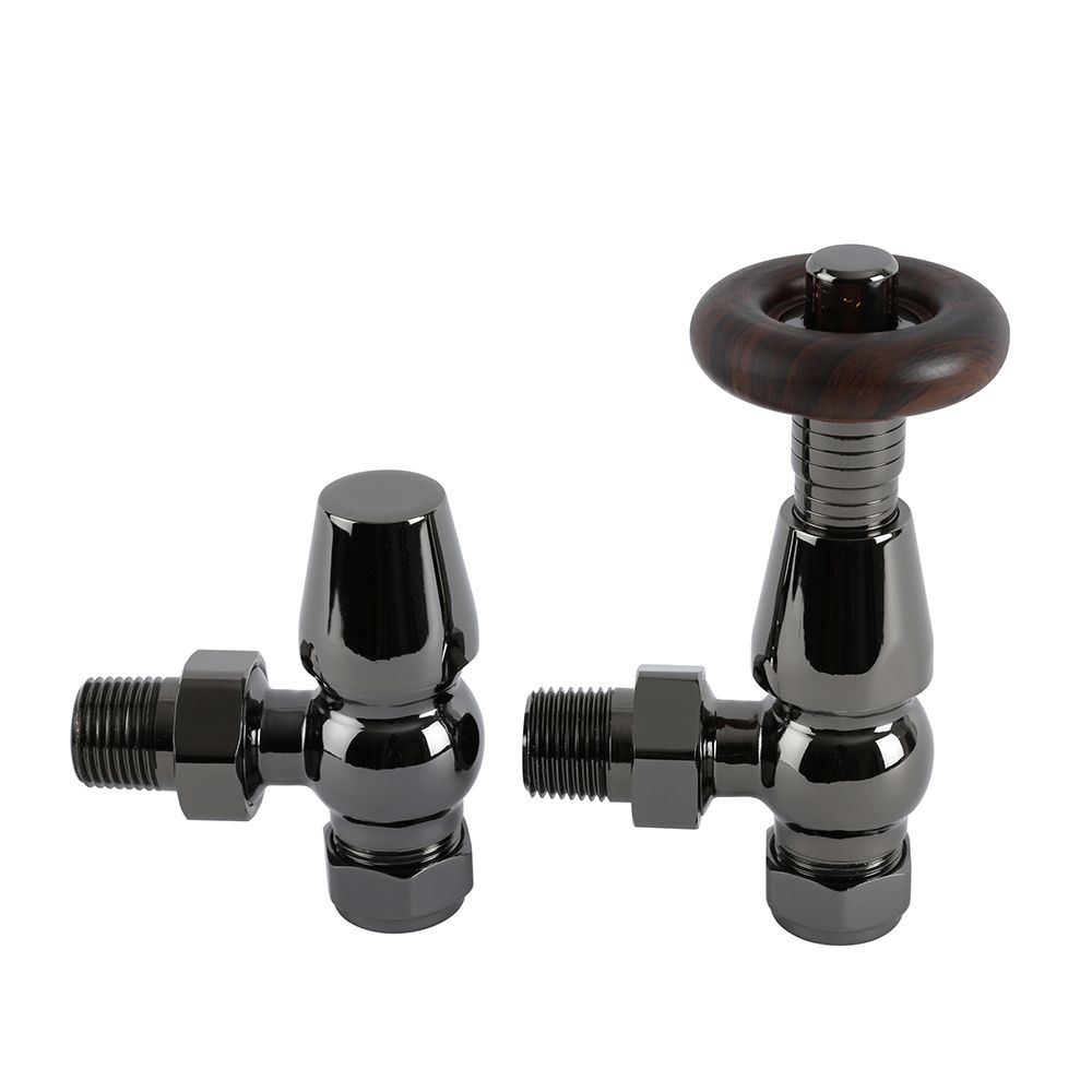 Milano Windsor - Black Nickel Traditional Thermostatic Angled Radiator ...