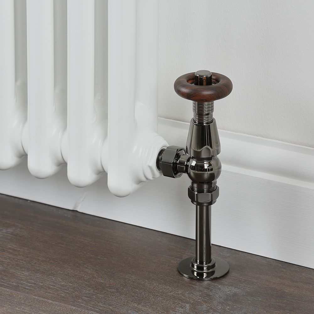 Milano Windsor - Black Nickel Traditional Thermostatic Angled Radiator ...