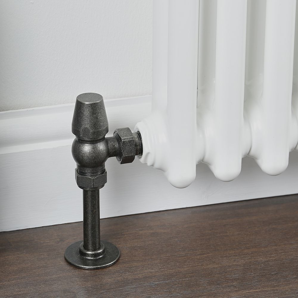 Milano Windsor - Pewter Traditional Thermostatic Angled Radiator Valves ...