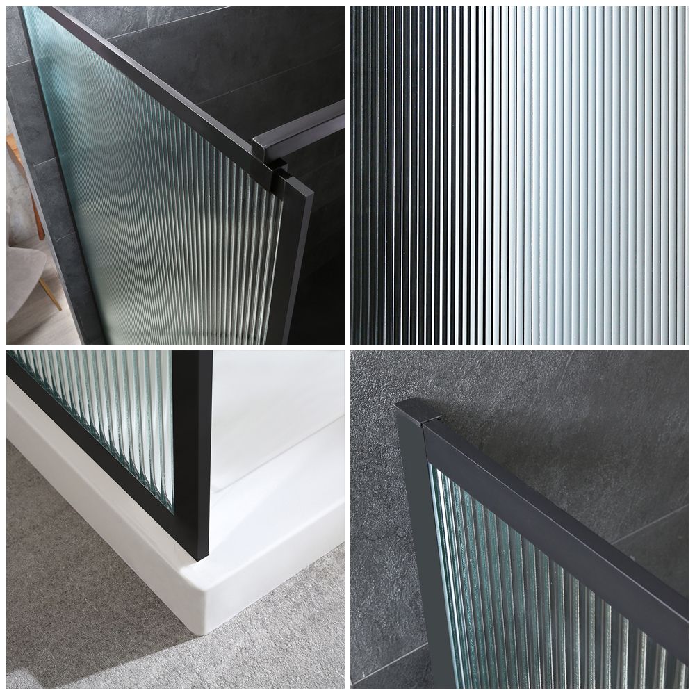 Milano Florence - Fluted Glass Black Framed Walk-In Shower Enclosure with Tray - Choice of Sizes