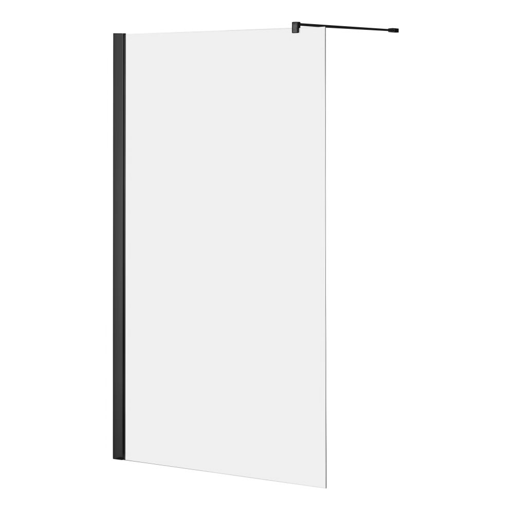 Milano Nero - 1950mm Wet Room Screen - Black - Choice of Sizes and Hinged Return Panel