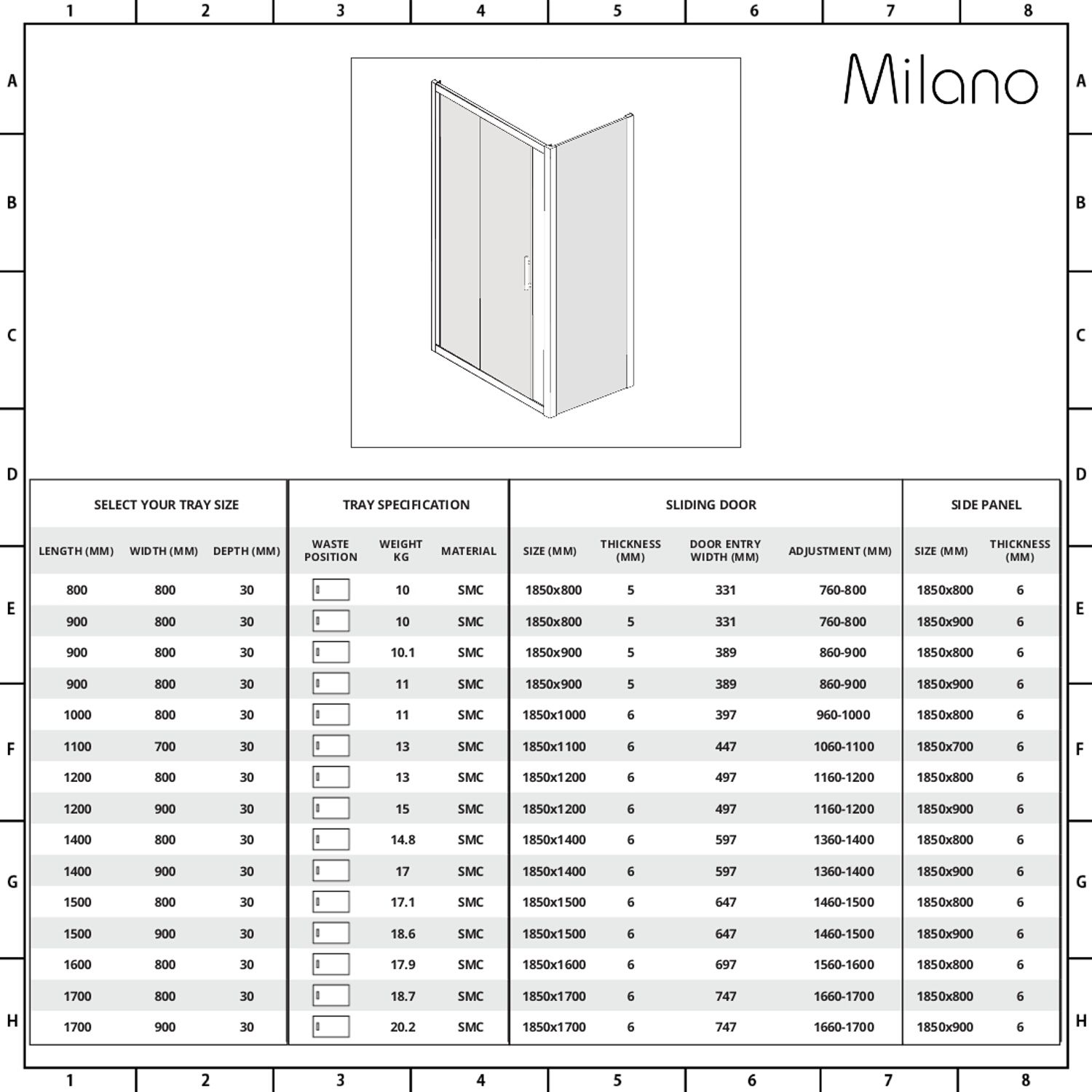 Milano Portland Corner Sliding Door Shower Enclosure With Slate Tray