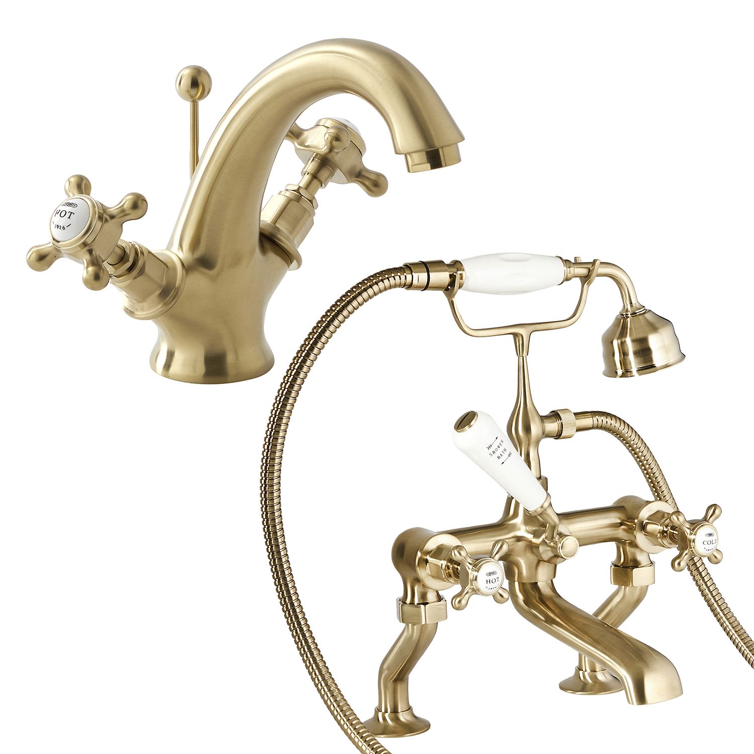 Milano Elizabeth - Traditional Crosshead Basin Mixer and Bath Shower ...