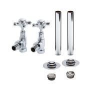 Milano - Thermostatic Straight Radiator Valve and Pipe Sleeve Set - Chrome