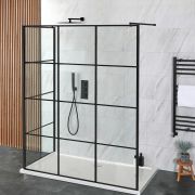 Milano Nero-Luna - Smoked Glass 2 Sided Walk-In Shower Enclosure with Tray - Choice of Sizes
