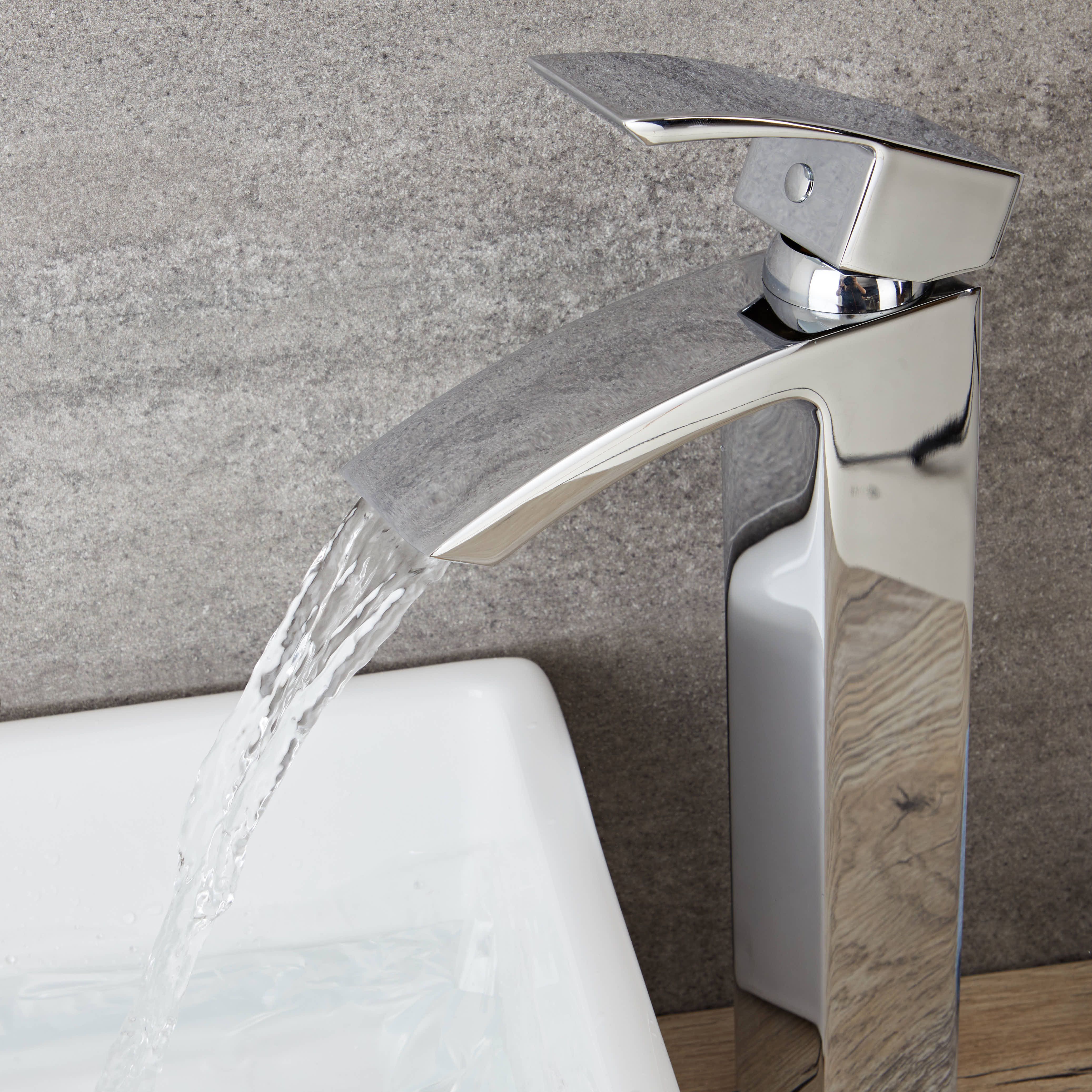 Milano Wick - Modern High Rise Mono Basin Mixer Tap - Chrome