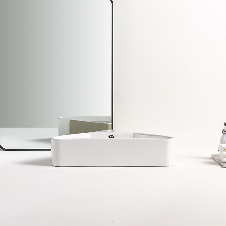 Milano Brixton - White Modern Triangular Countertop Basin - 560mm x ...