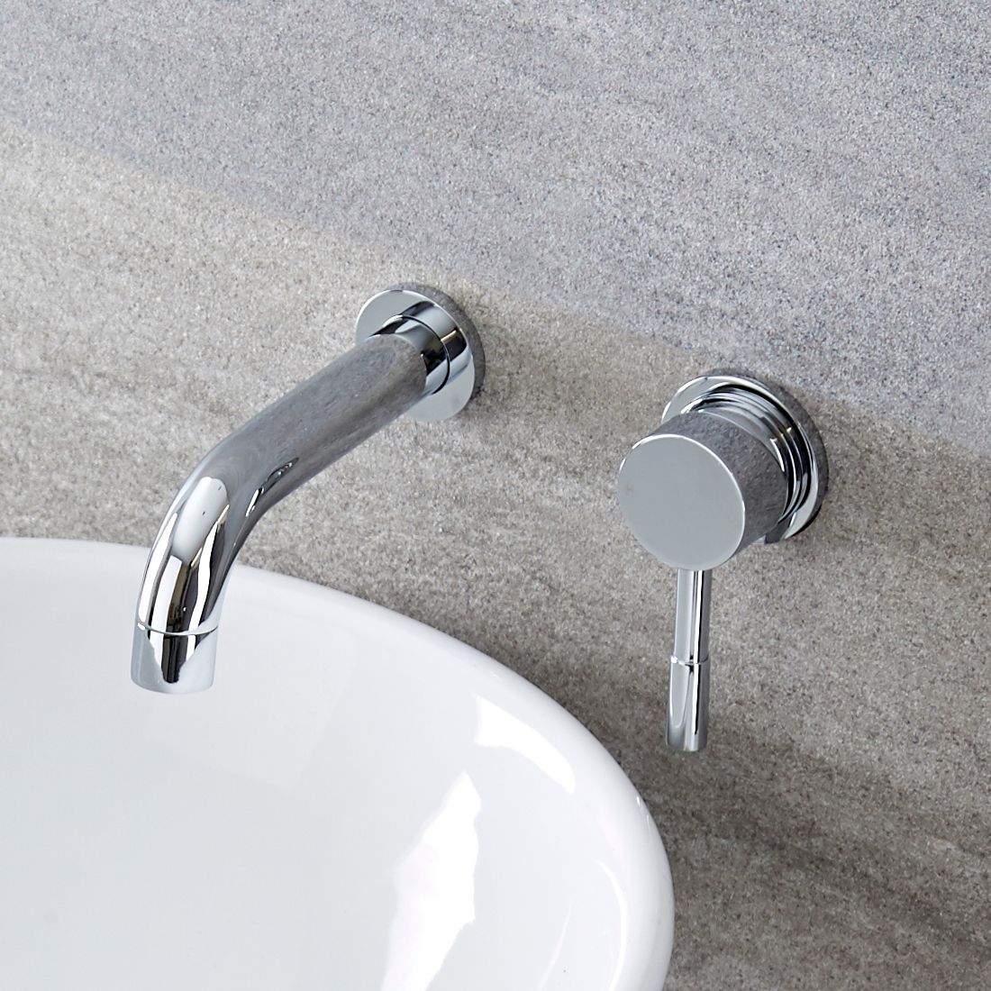 Milano Mirage - Modern Wall Mounted Round Basin Mixer Tap - Chrome